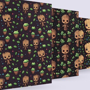 Baby Groot Digital Paper: Seamless PNG Pattern (commercial Use) - Etsy