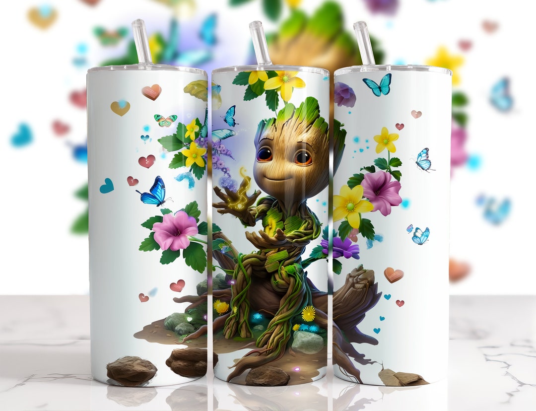 3D Baby Groot Tumbler Wrap 20oz Groot Skinny Straight Baby Groot ...