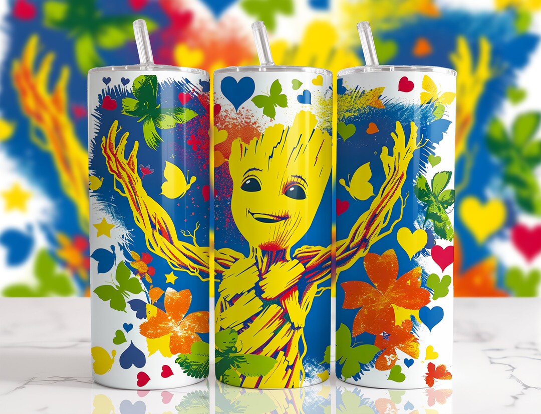 Baby Groot Tumbler Wrap: Guardians Galaxy 20oz Skinny Tumbler (PNG ...