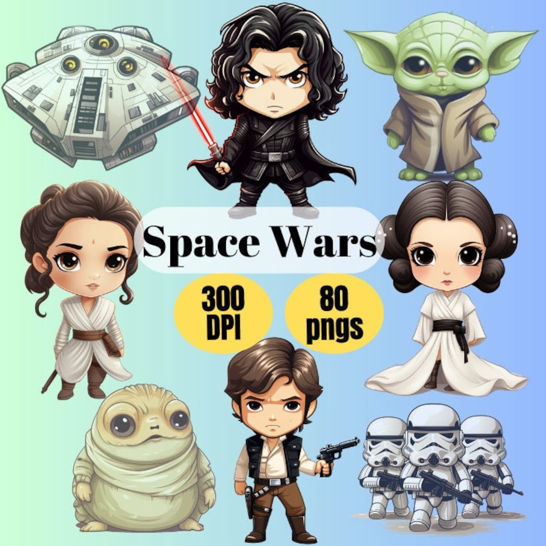 Space Wars Cartoon Clipart Bundle: 80 Pngs, Party Stickers (digital) - Etsy
