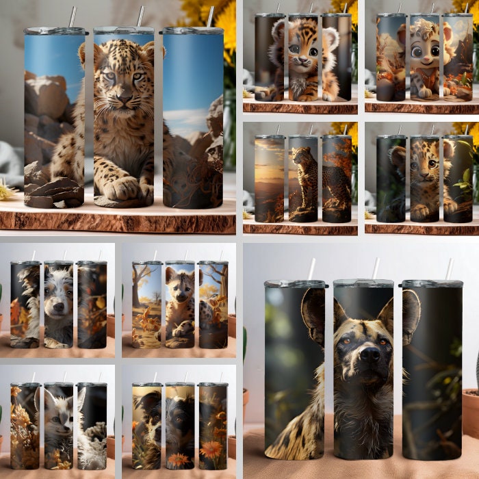 3D Animals Tumbler Wrap Bundle Animal Tumbler Wraps 20oz - Etsy
