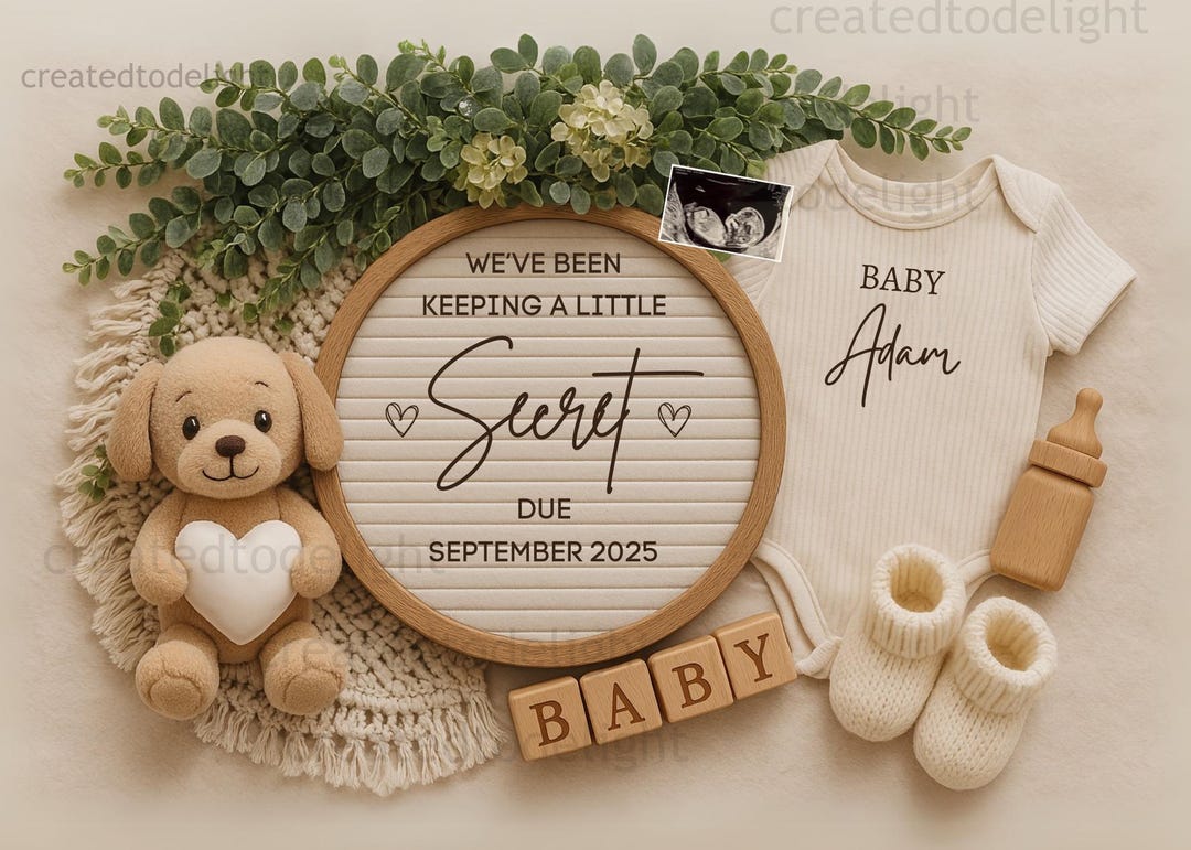 Neutral Pregnancy Announcement Template: Editable Social Media Reveal ...