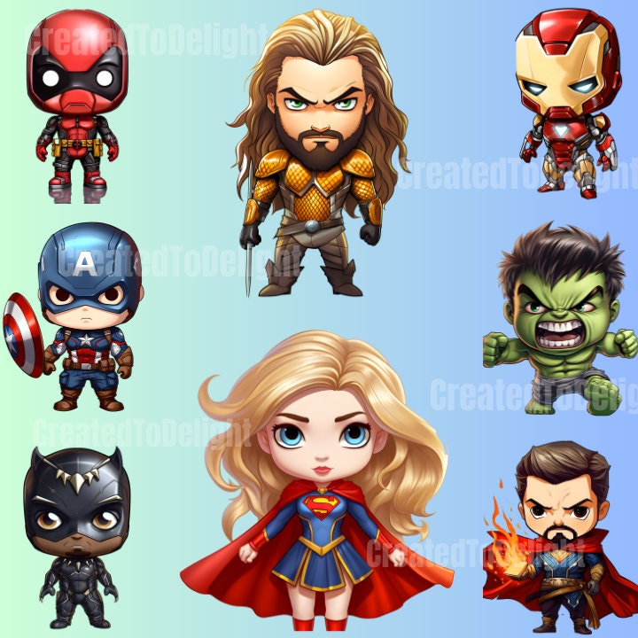 Superhero Clipart Bundle: Avengers, DC, Guardians (100 Pngs) - Etsy