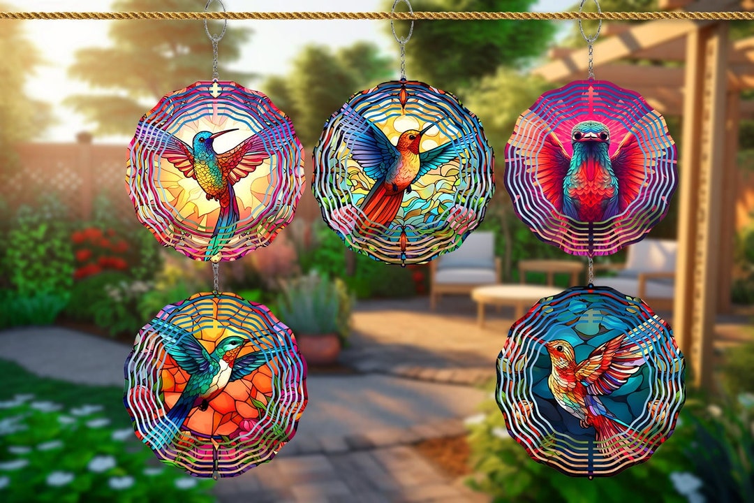 Hummingbird Wind Spinner Stained Glass Sublimation Design (PNG) - Etsy