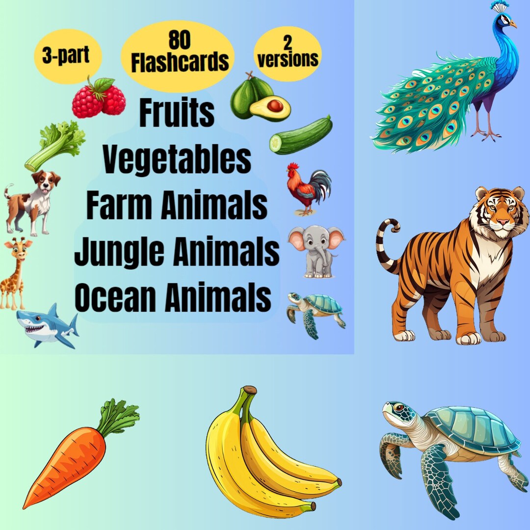 Printable Farm Animals Flashcards Fruits Flashcards Printable - Etsy Canada