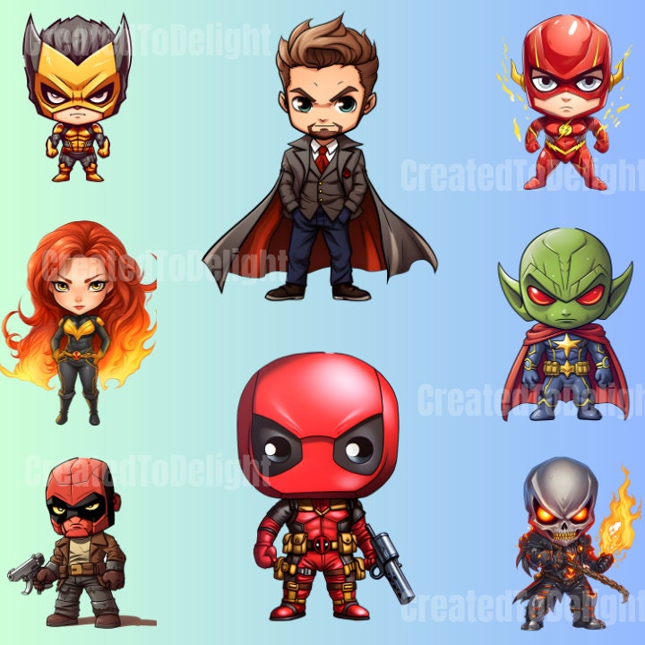 Superhero Clipart Bundle: Avengers, DC, Guardians (100 Pngs) - Etsy