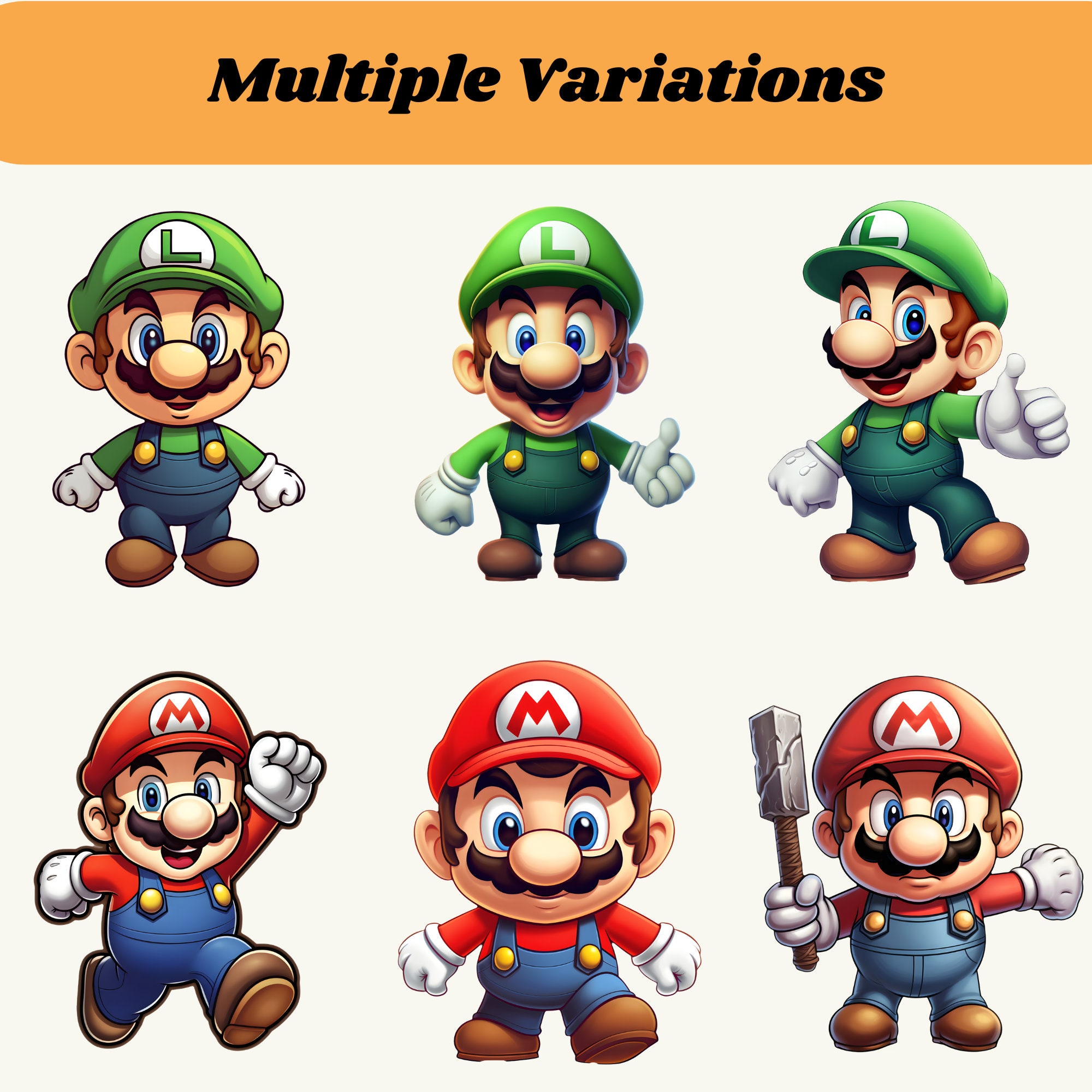 Super Mario Clipart Pngs Super Mario Stickers Super Mario - Etsy UK