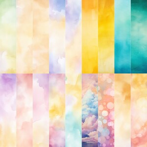 Ombre Watercolor Digital Paper Pastel Texture Rainbow Northern Lights ...