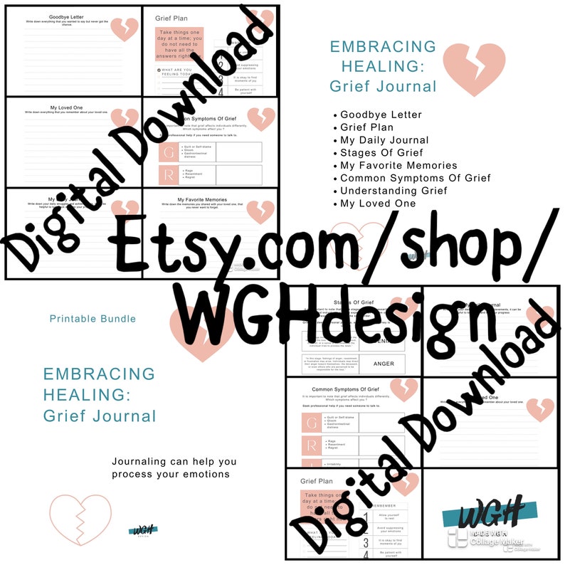 Embracing Healing: Grief Journal, Digital Download, Printable Bundle - Etsy