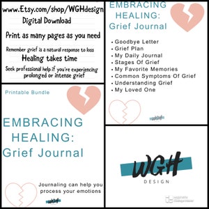 Embracing Healing: Grief Journal, Digital Download, Printable Bundle - Etsy