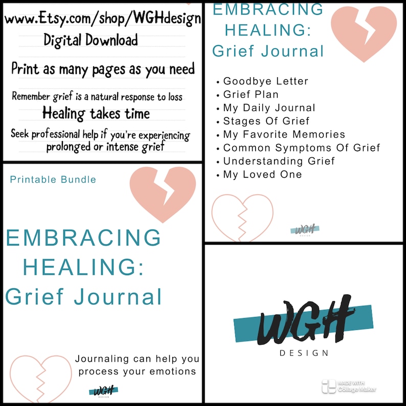 Embracing Healing: Grief Journal, Digital Download, Printable Bundle - Etsy