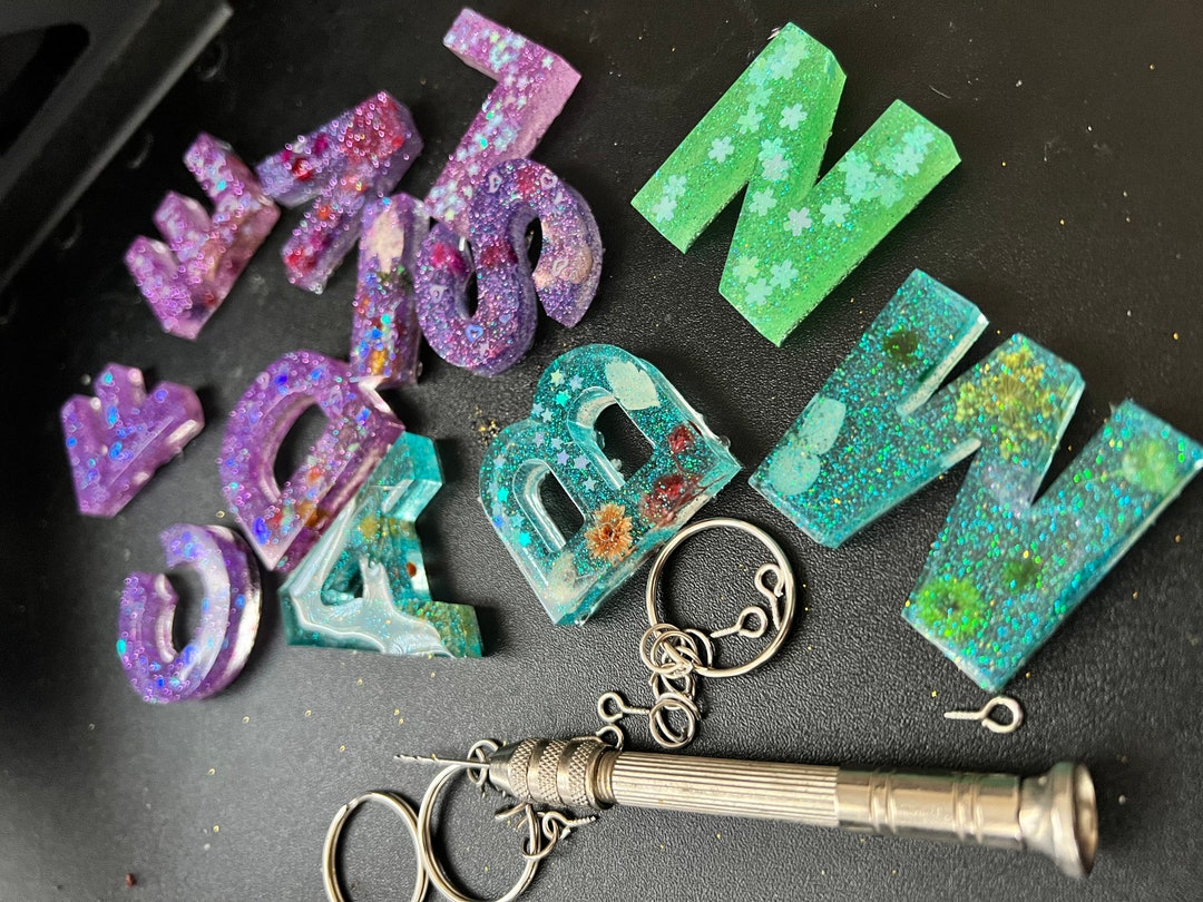 Handmade Resin Letter Keychains - Etsy