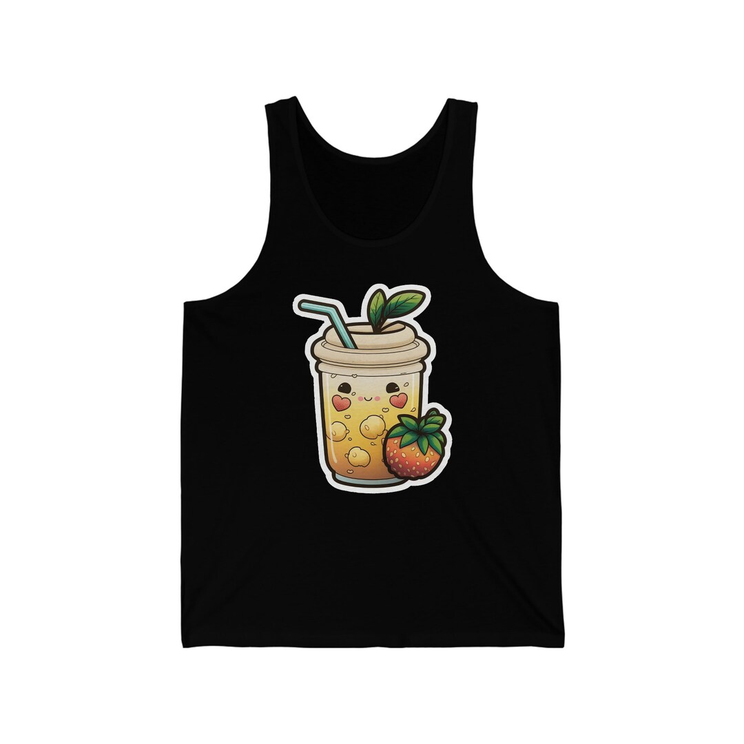 Strawberry Tank Top, Fruit Drink, Summer Tank, Cute Tank, Chibi, Kawaii ...