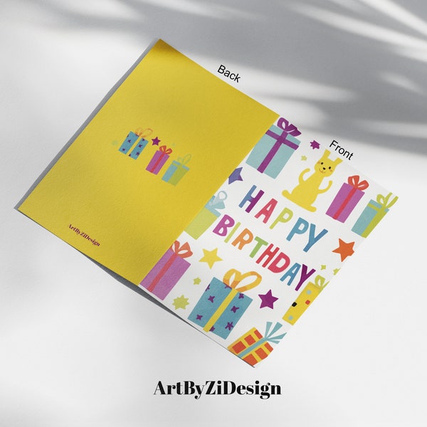 Printable Two Sides Birthday Card - Etsy