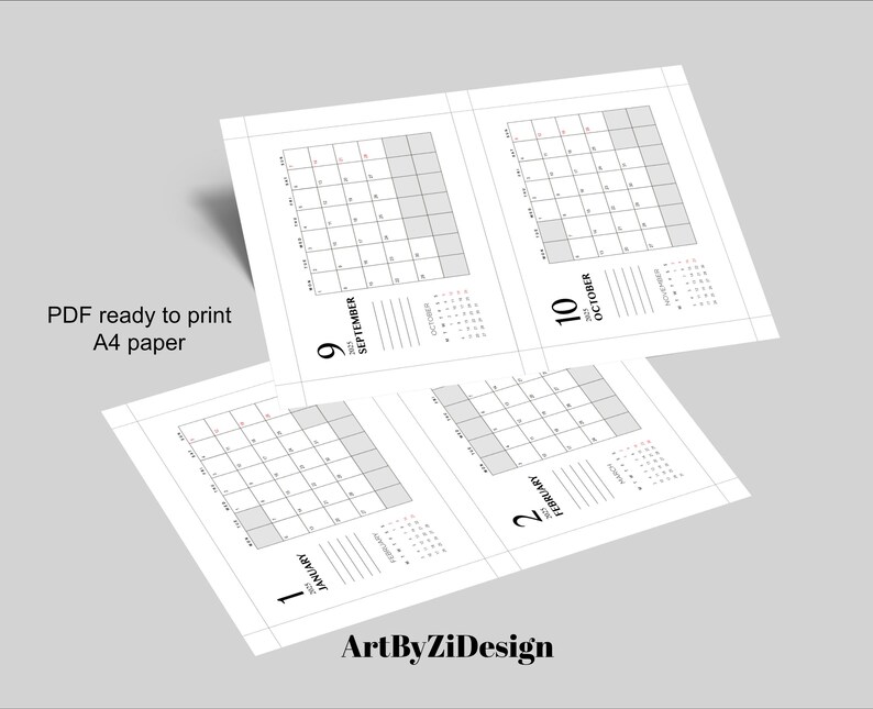 Printable Desk Calendar 2025, 7x5 Horizontal With Note and Next Month ...