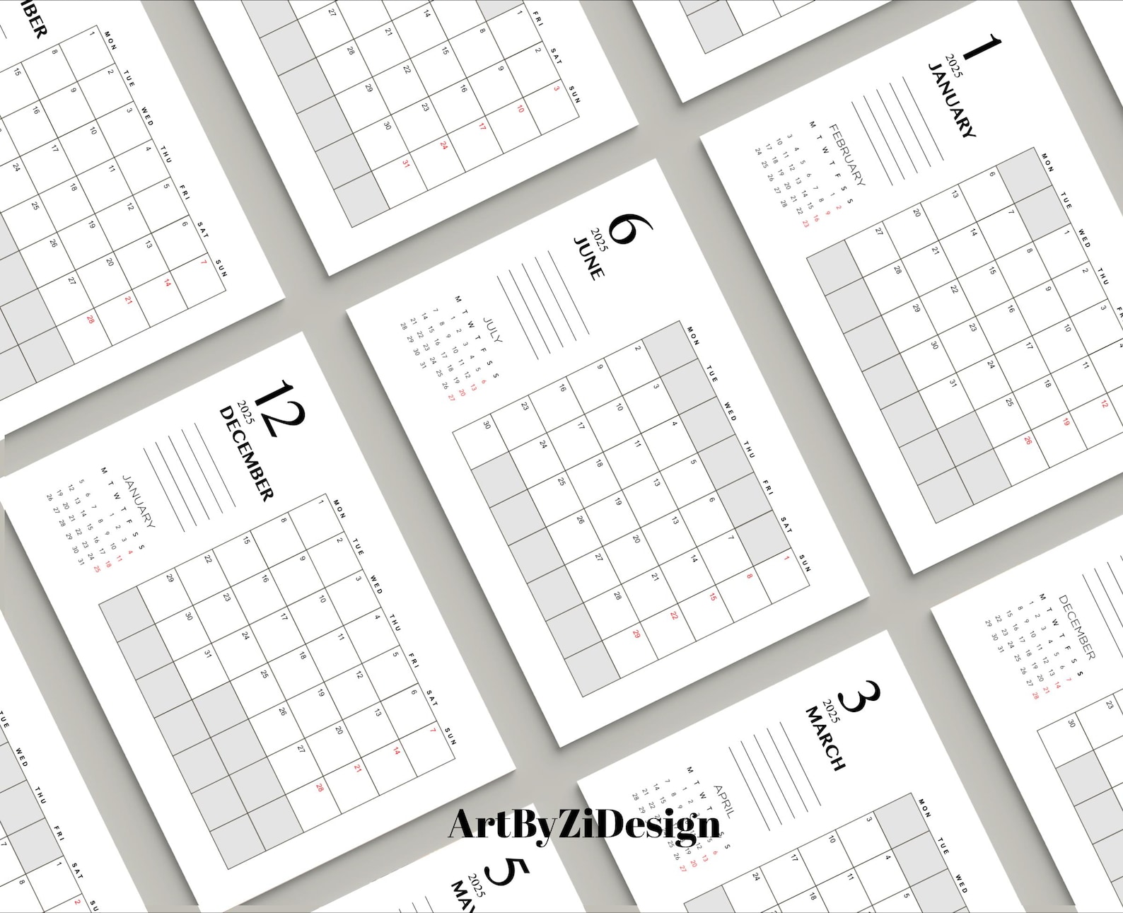 Printable Desk Calendar 2025, 7x5 Horizontal With Note and Next Month ...