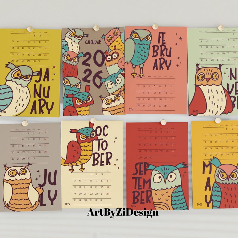 Owls 2026 Calendar - Etsy