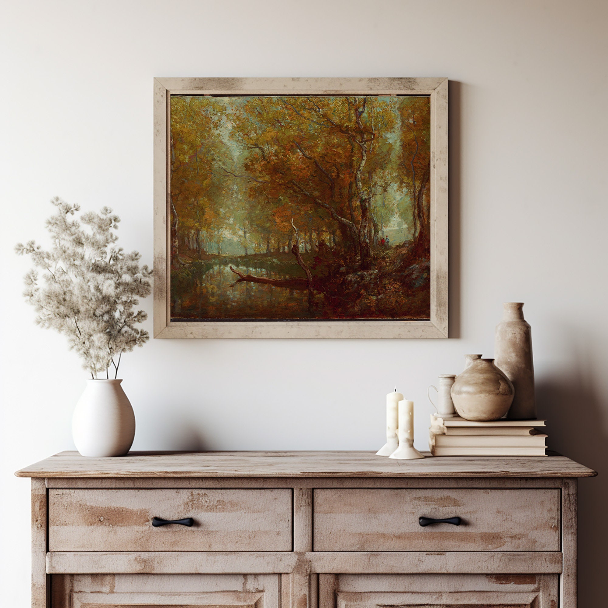 Fall Landscape Oil Painting, Printable Rustic Fall Decor Print, Autumn ...
