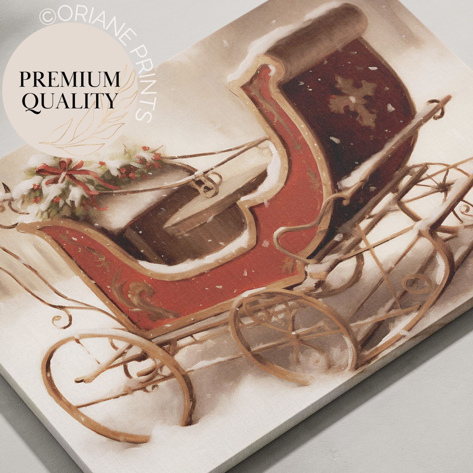 Printable Christmas Sleigh Painting, Christmas Wall Art, Printable ...