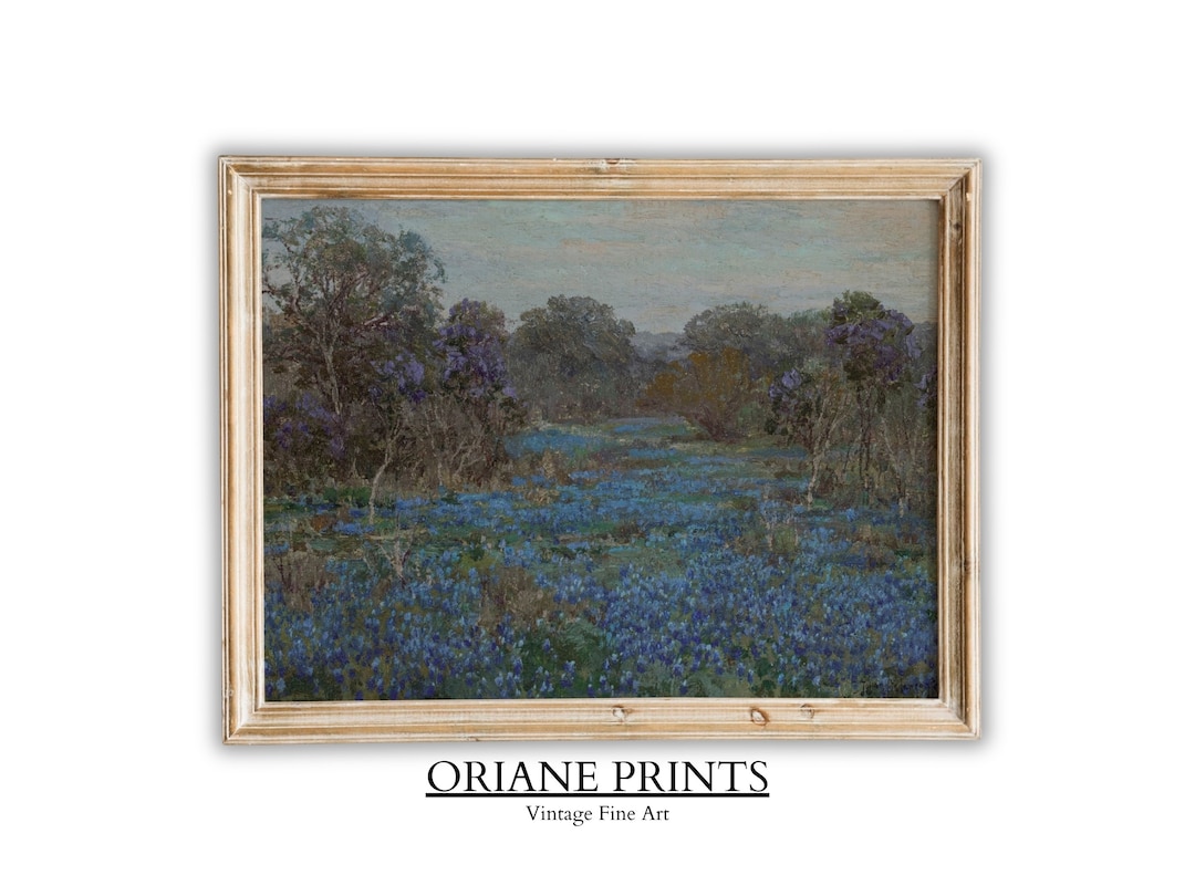 Field of Bluebonnet Flowers Wall Art Vintage Wildflower Prints Texas ...