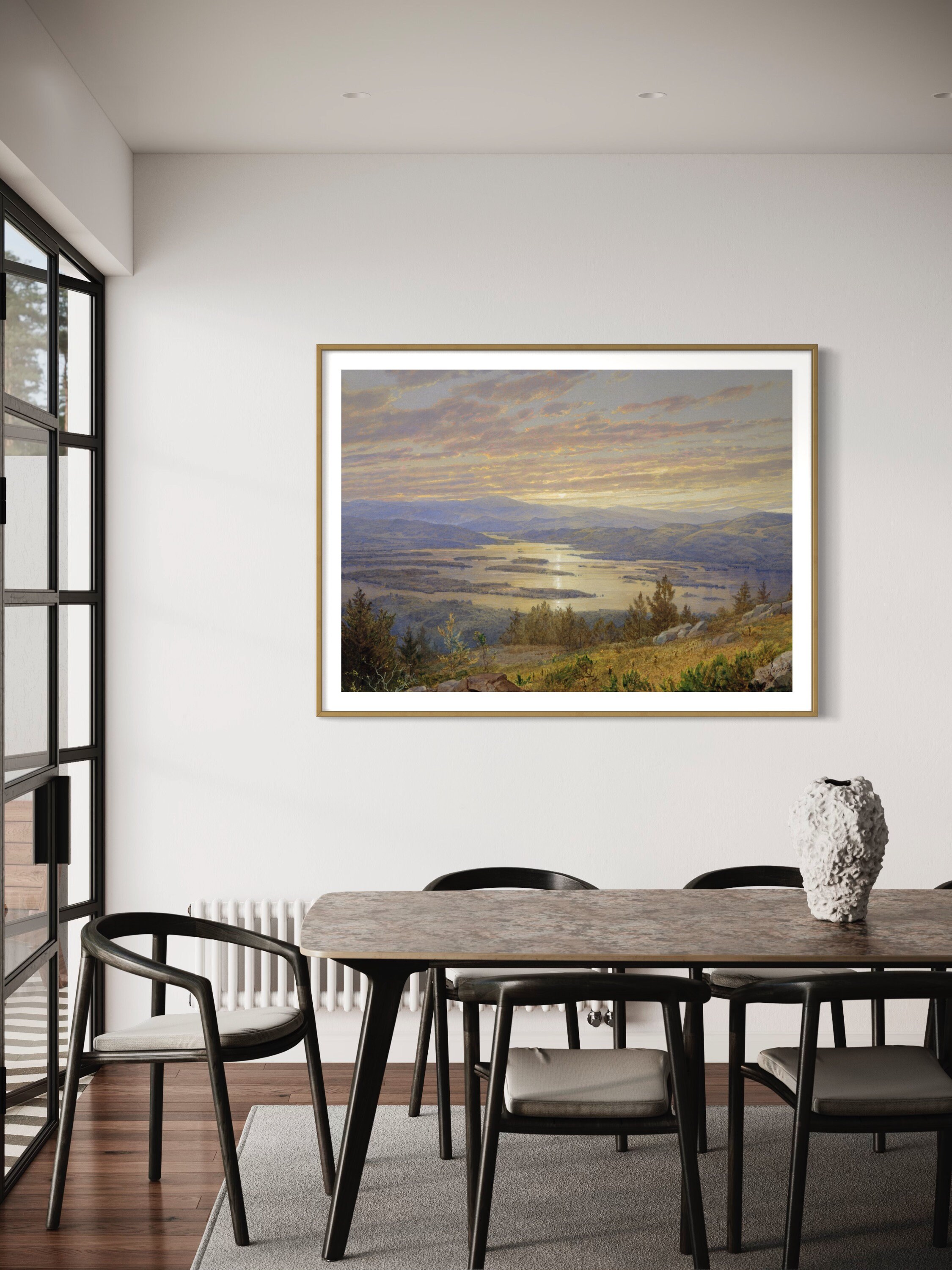 Vintage Sunrise Painting, Scenic Landscape Print, Old Money Art ...