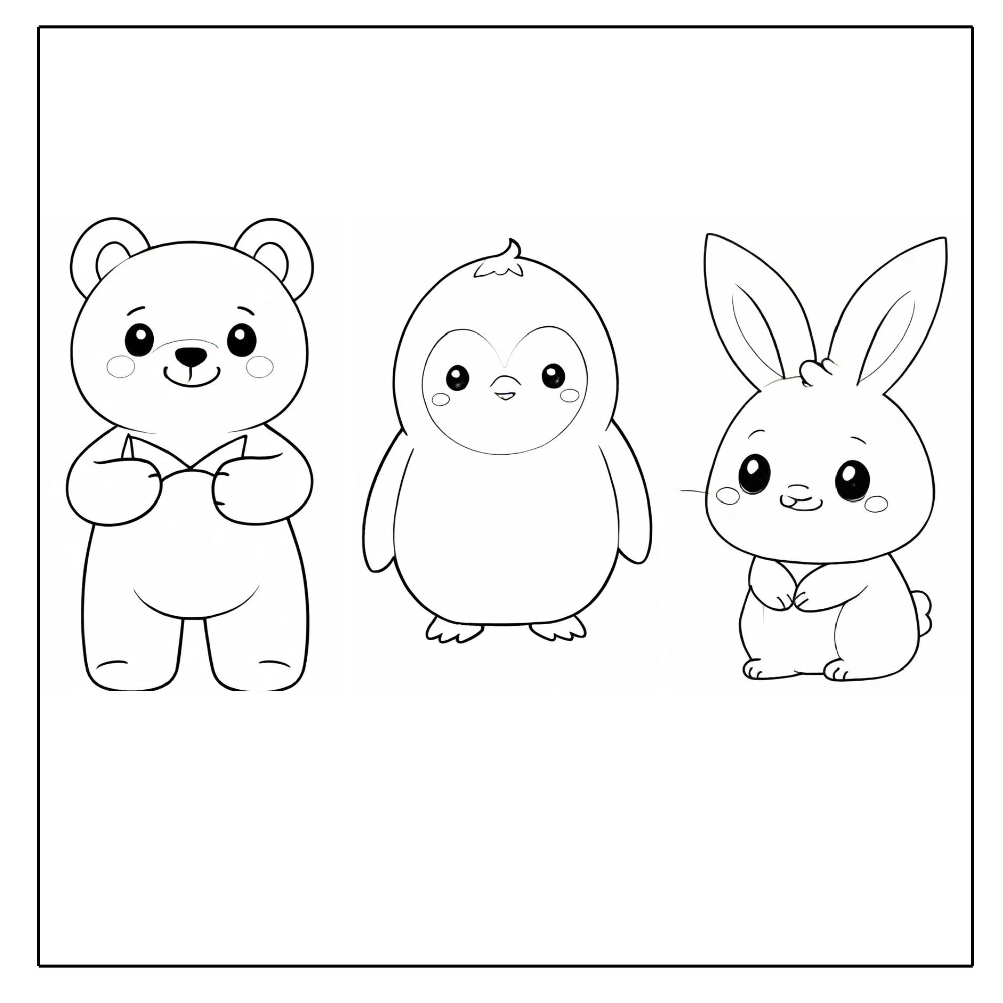 22 Animal Coloring Pages, Kids Educational Activity, Cute Kawaii Anomal ...