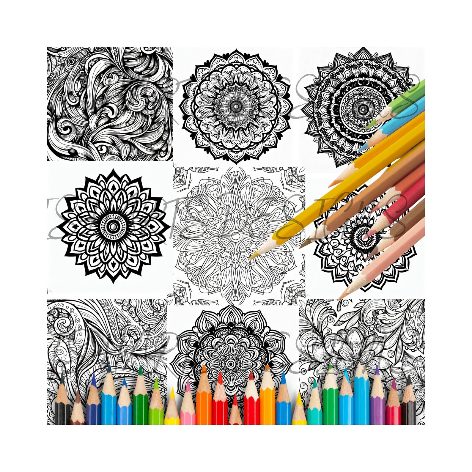 Mandala Coloring Pages Bundle Printable Mandalas 20 Coloring Book PDF ...