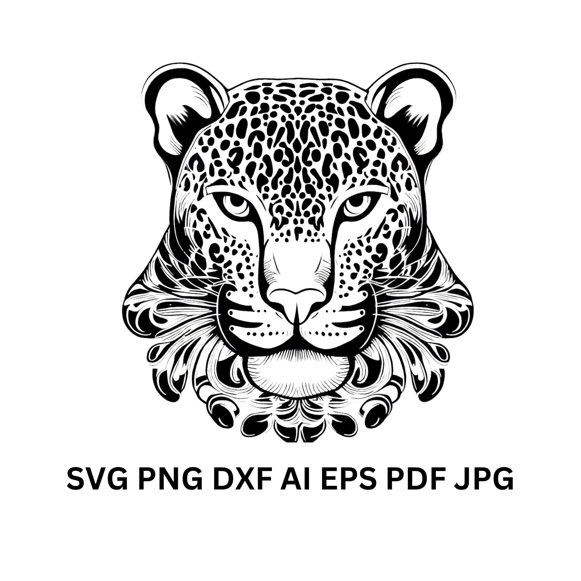 Leopard Head, SVG Leopard Face Digital Downloads, Leopard Clipart ...