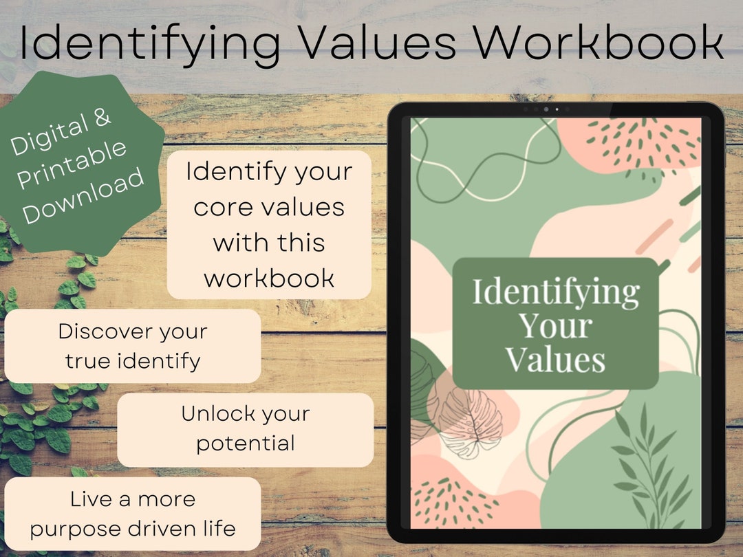 Digital Identifying Your Values Workbook | Personal Values List ...