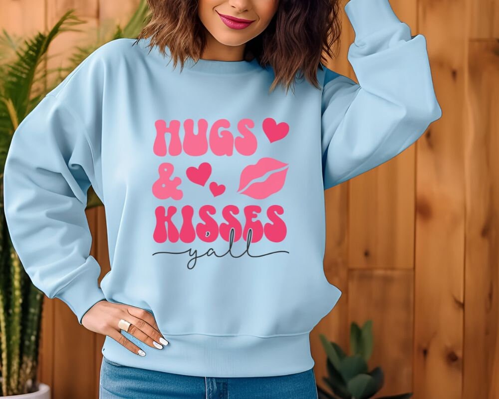 Hugs and Kisses Sweatshirt, Valentine's Day Sweatshirt, Couples Love ...