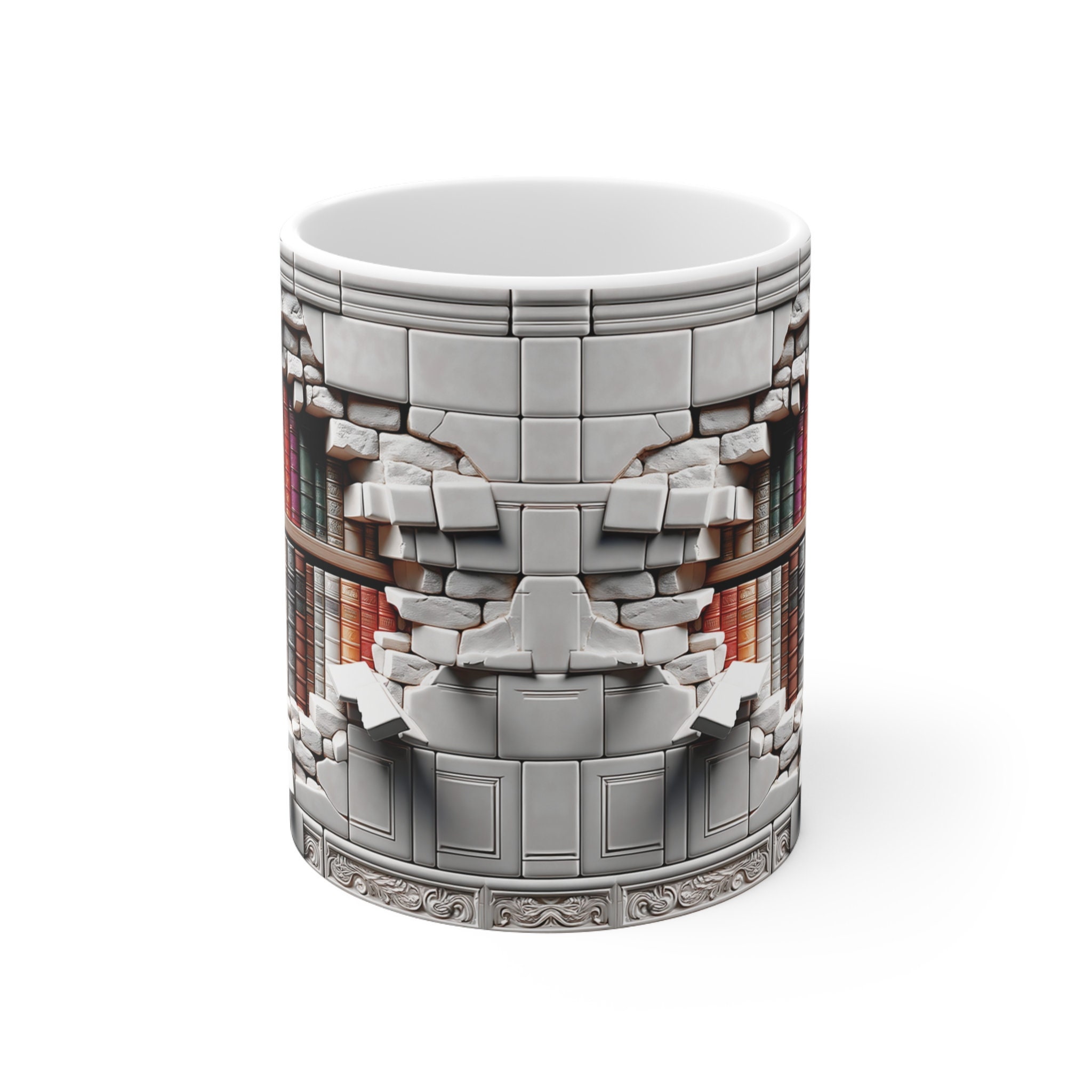 3D Book Mug Wrap, 3D Effect Realistic Books Mugs, Hidden Library With ...