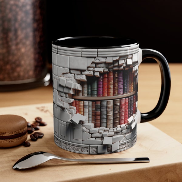 3d Effect Realistic Books Mugs - Etsy