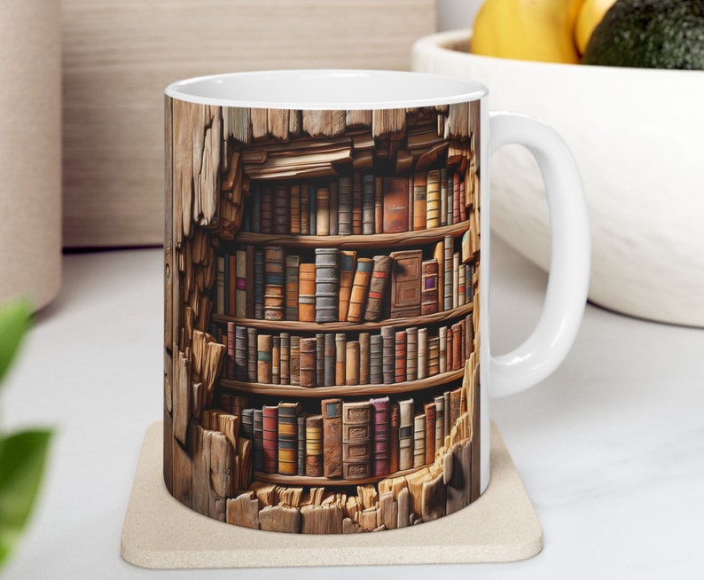 3D Book Mug Wrap, Featuring a Hidden Library With Hole-in-the-wall ...