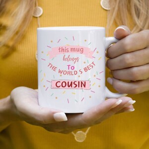 World's Best Cousin Mug, Birthday Mug, Burgundy Gift for Her, Cousin ...
