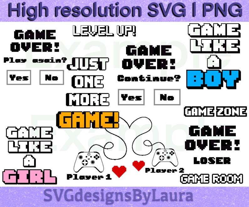 Retro 10 Pack SVG Gamer Words for Cricut Instant Download - Etsy