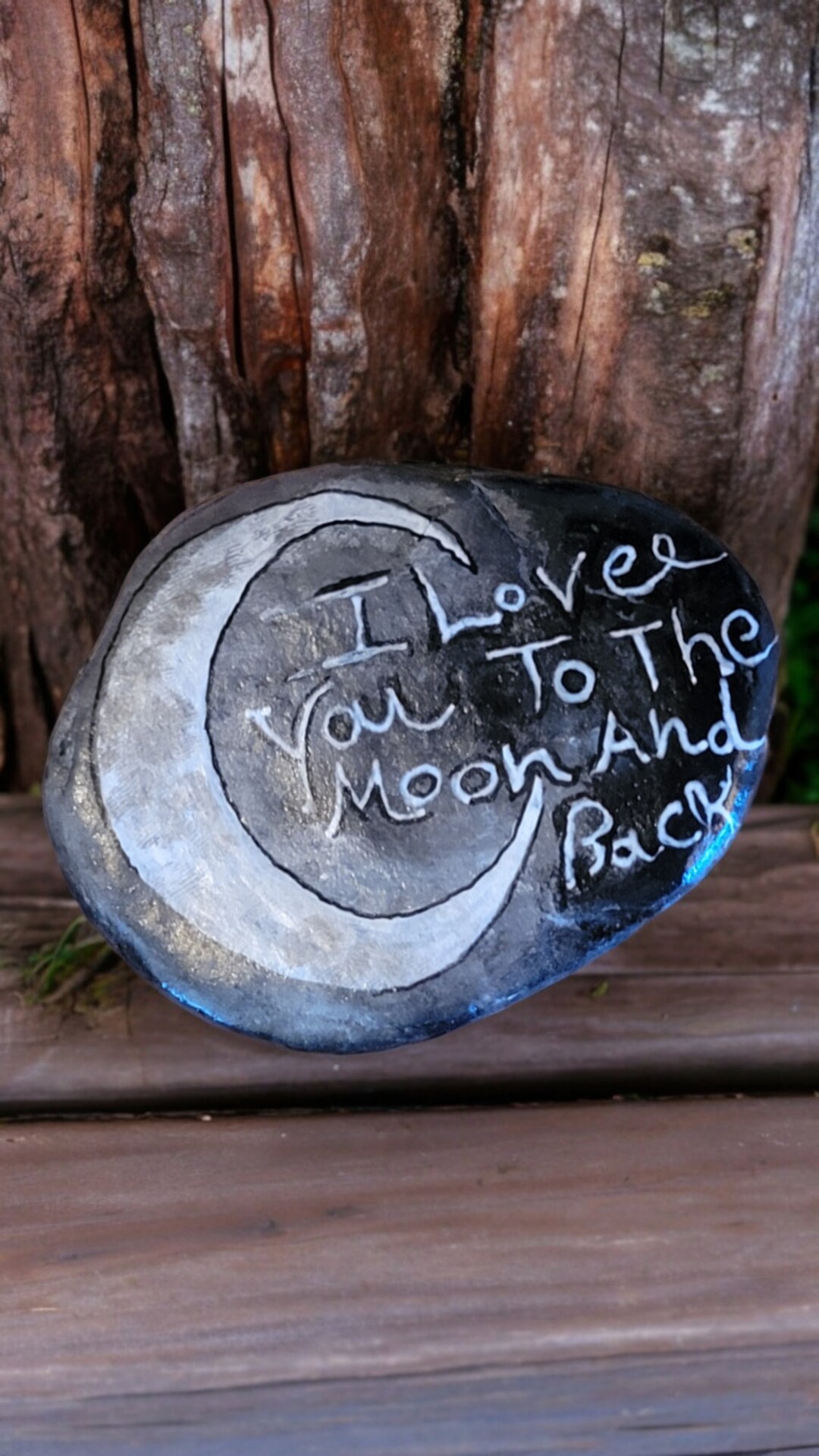LOVE You to the MOON and Back Rock Painting Grey - Etsy