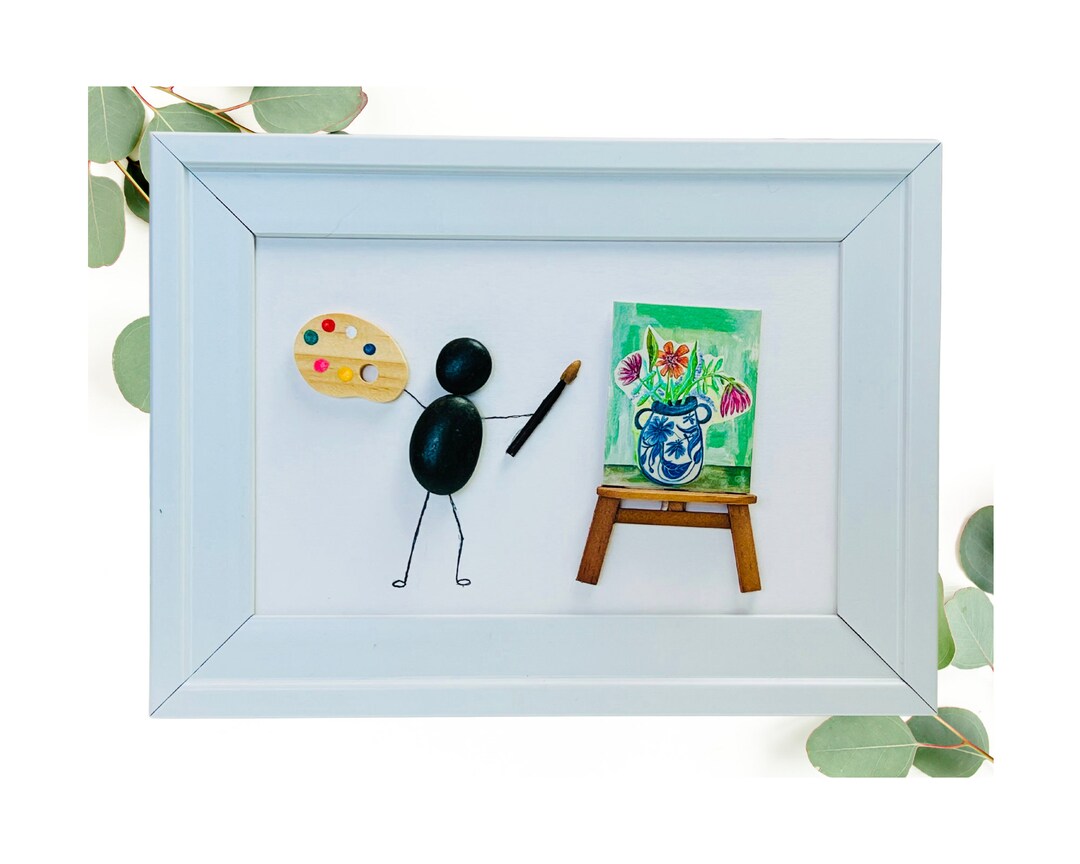 Budding Artist, Miniature Art, Pebble Art, Artist Gift, Mindful Art ...