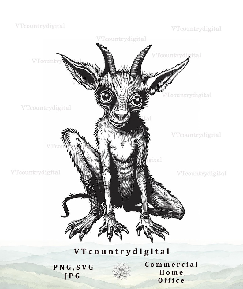 Creepy Cryptid Creature Digital Art Png Svg Jpg, Mysterious Chupacabra Illustration for Home ...