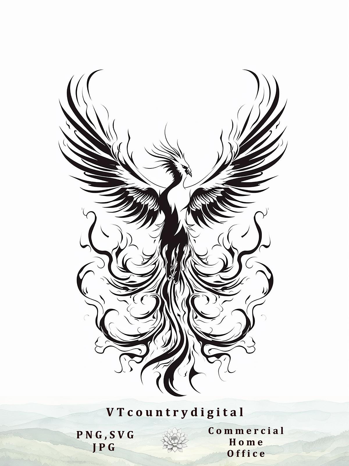 Pheonix Bird Line Drawing - Pheonix Rises From Ashes | PNG, SVG, JPG ...