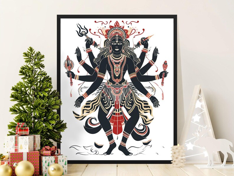 Goddess Kali Digital Art Print, Hindu Goddess Wall Decor, Spiritual ...
