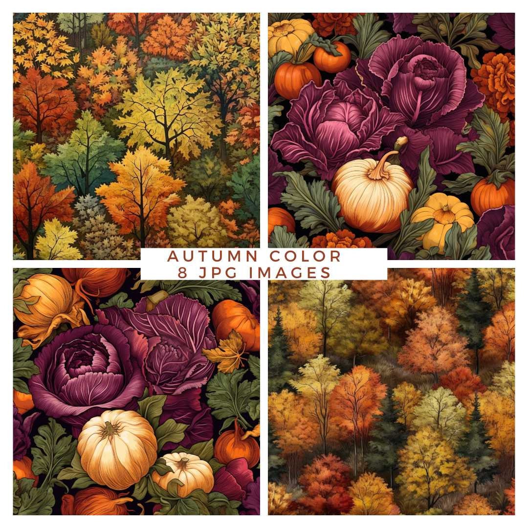 Autumn Color Patterns Image Pack. Instant Downloads of Autumn - Etsy