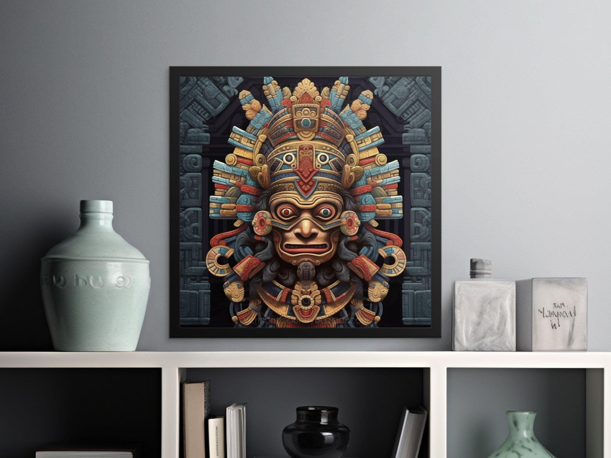 Mystic Aztec Art Print, Tribal Warrior Digital Download, Ancient Aztec ...