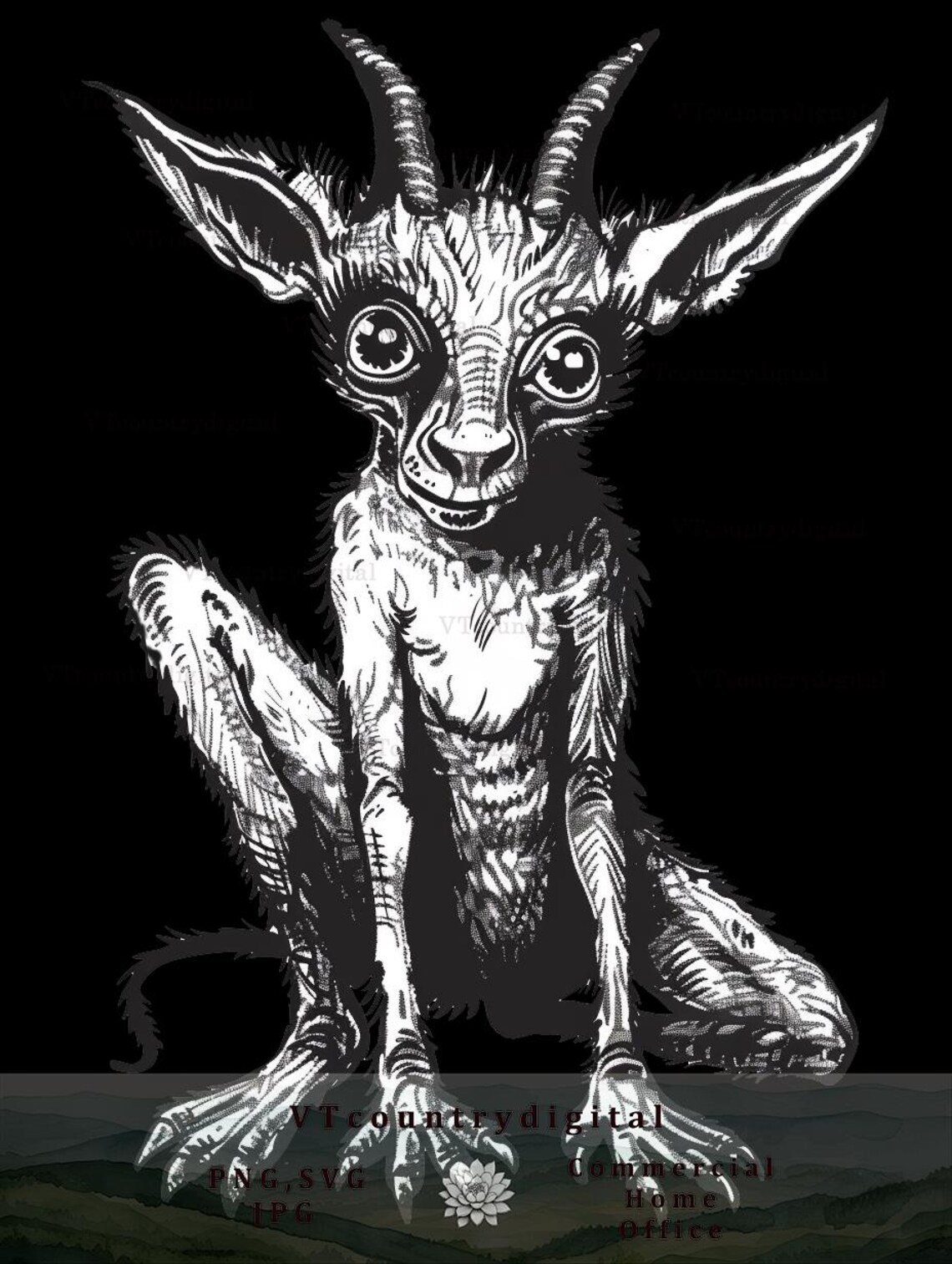 Creepy Cryptid Creature Digital Art Png Svg Jpg, Mysterious Chupacabra ...