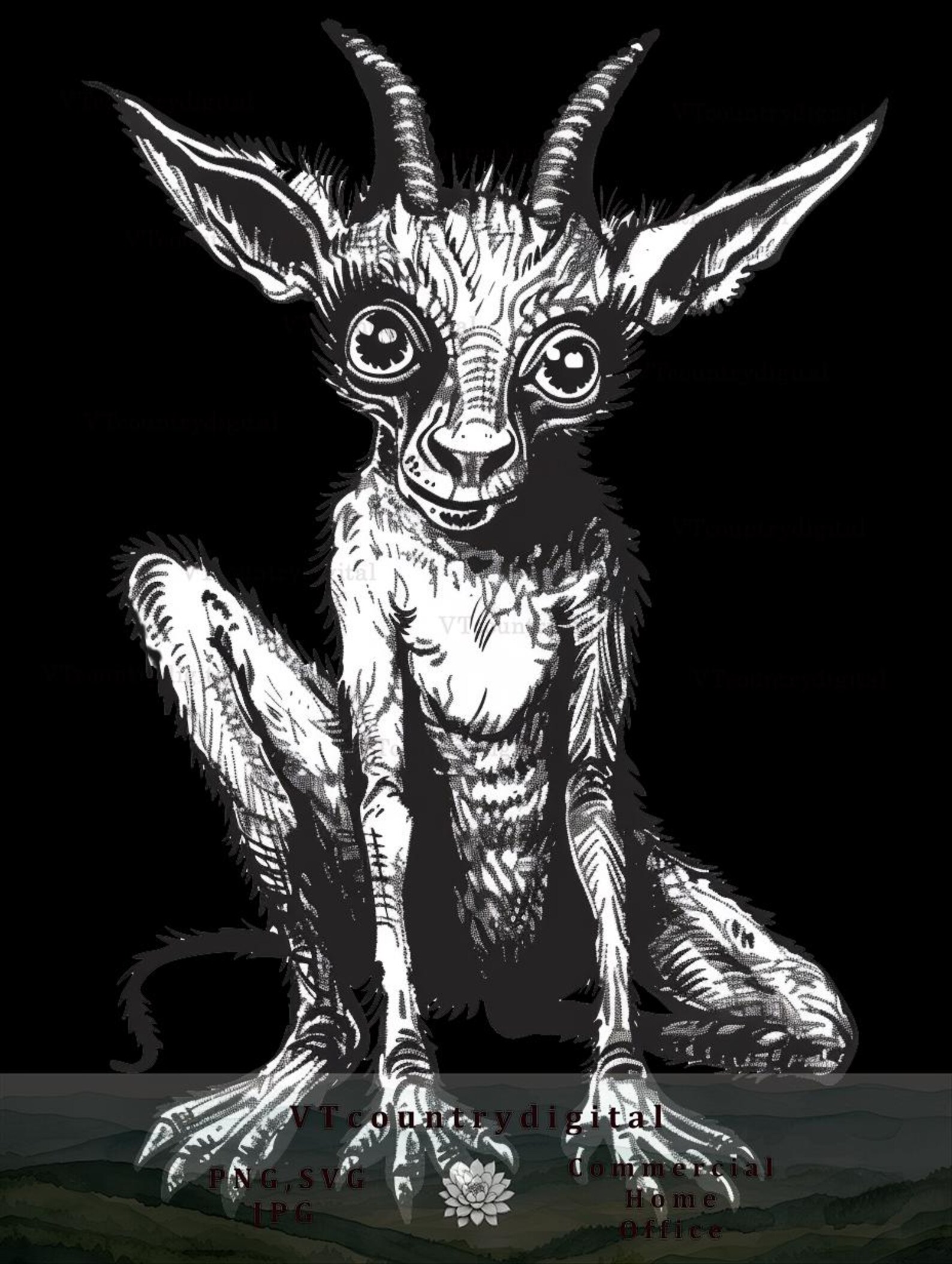 Creepy Cryptid Creature Digital Art Png Svg Jpg, Mysterious Chupacabra ...