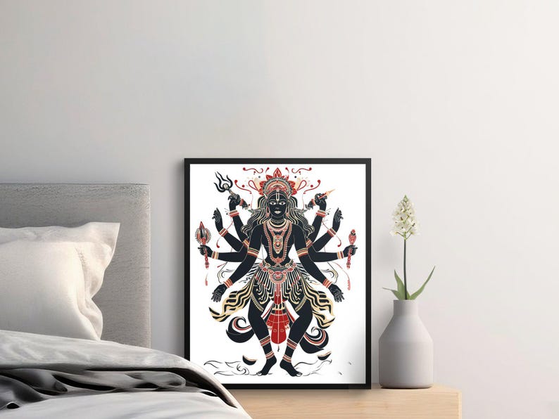 Goddess Kali Digital Art Print, Hindu Goddess Wall Decor, Spiritual ...