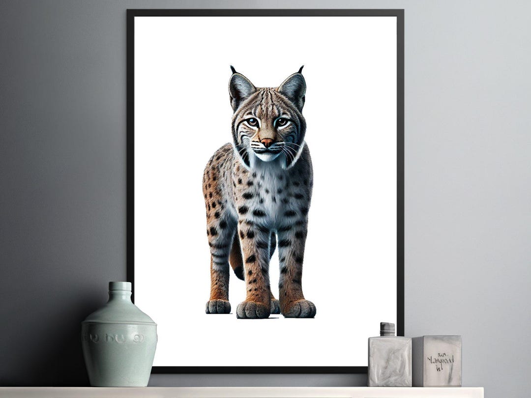 Majestic Lynx Wild Cat Digital Print Art Decor, Wildlife Illustration ...