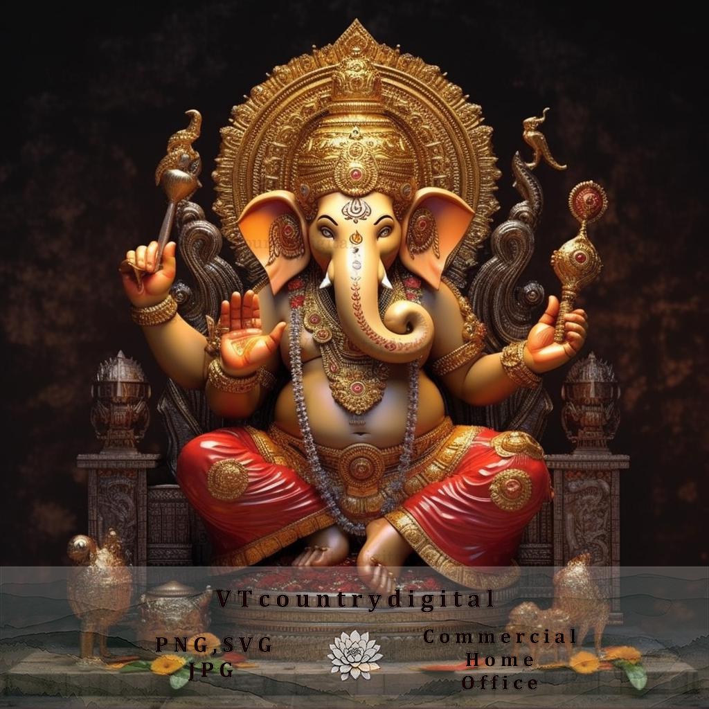 Lord Ganesha Ganesh Wall Decor Hindu Art Print Digital Ganesh AI Modern ...