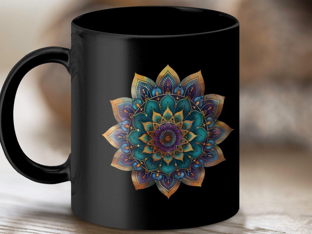 Mandala Art Mug, Colorful Mandala Pattern Coffee Mug, Unique Ceramic ...
