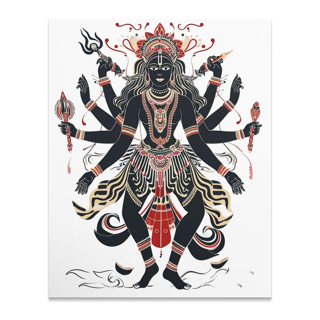 Goddess Kali Digital Art Print, Hindu Goddess Wall Decor, Spiritual ...