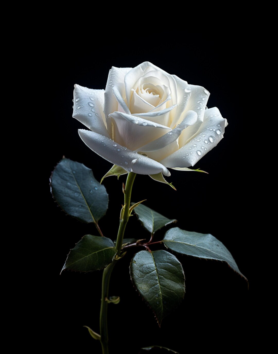 White Rose Digital Art Print, High-resolution Flower Photography ...